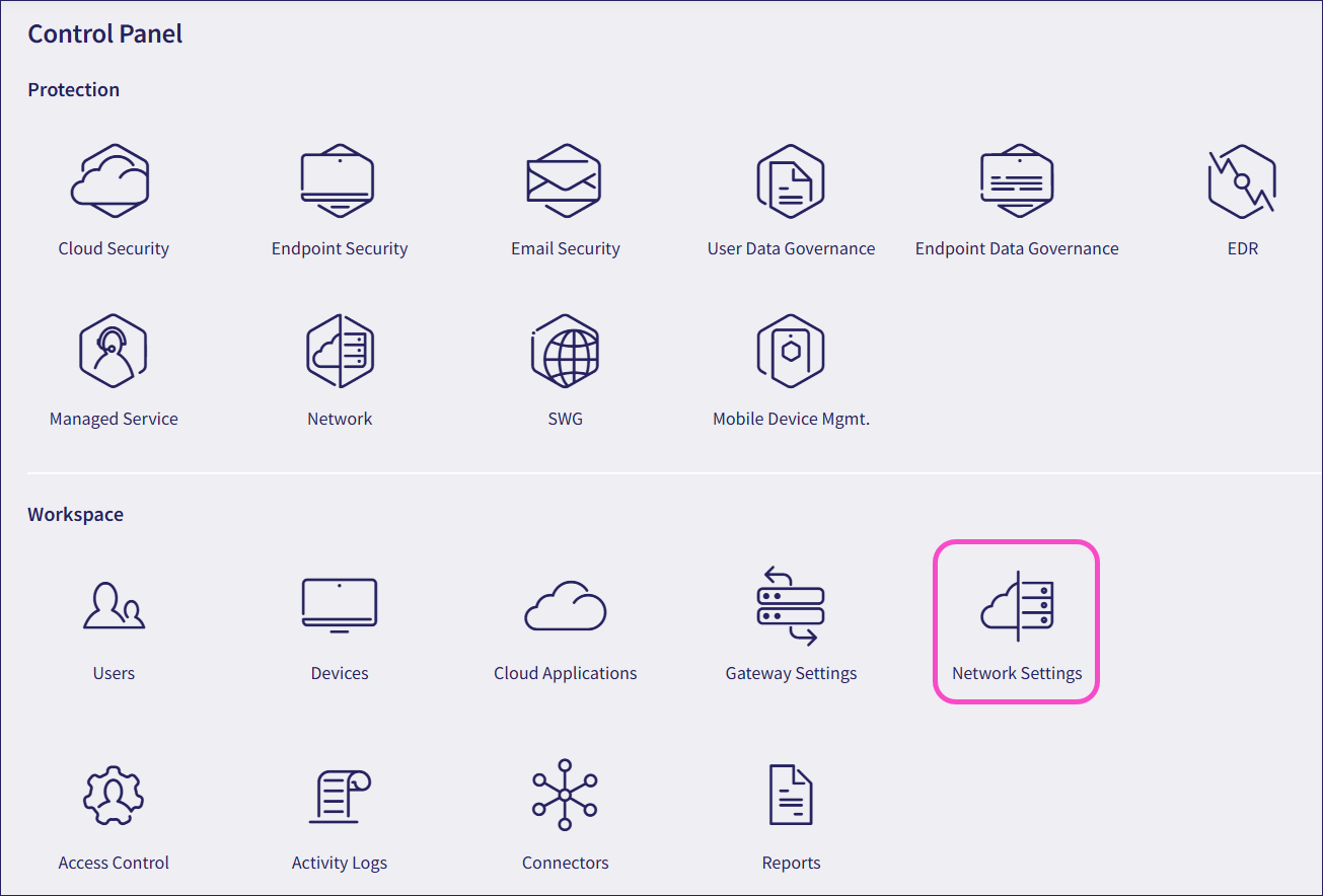 Editing the Network service region