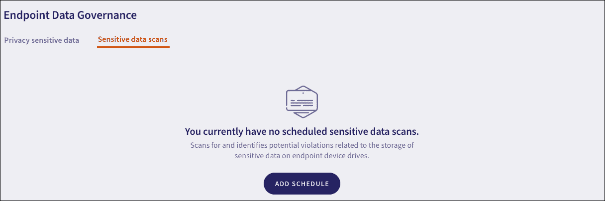 Scheduling a sensitive data scan