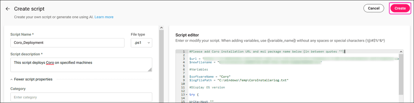 Deploying and uninstalling the Coro Agent via Atera