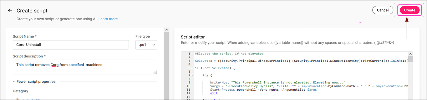 Deploying and uninstalling the Coro Agent via Atera
