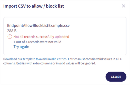 Endpoint Security allowlist and blocklist